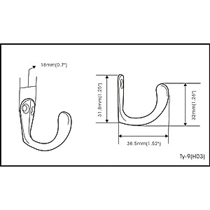 QCAA Single Prong Hook Hanger, Zinc Die Cast (6pack, Antique Brass)