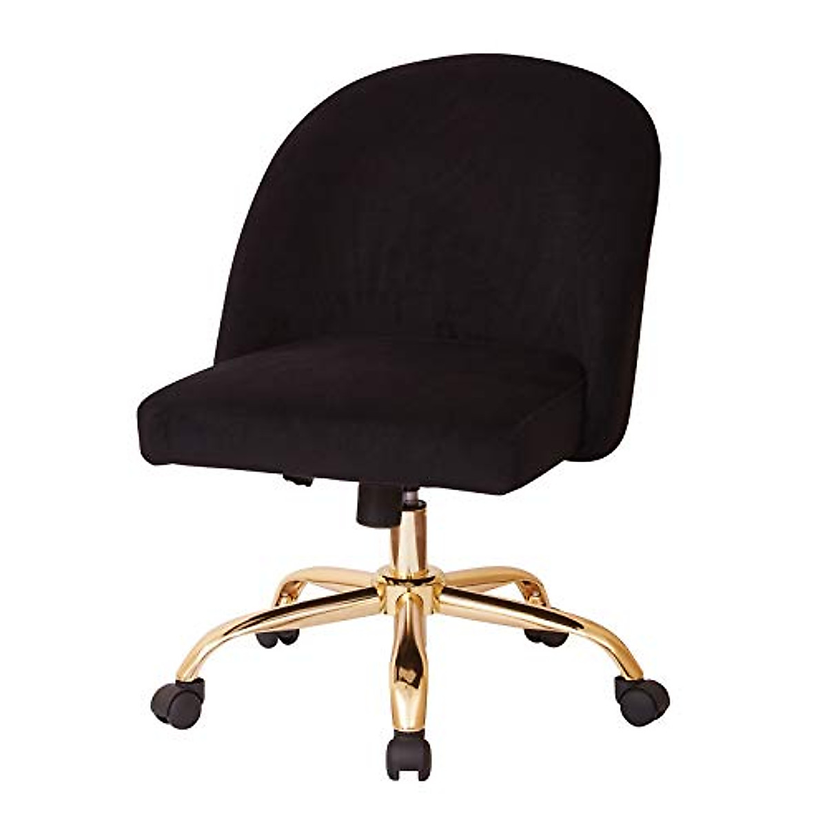 OSP Home Furnishings Layton Mid-Back Adjustable Office Chair with 5-Star Base, Gold Finish and Black Velvet