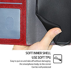 Fansipro Zipper Wallet Folio Case for Oppo Reno 2 F, Premium PU Leather Slim Fit Cover for Reno 2 F, 3 Card Slots, 1 Transparent Photo Frame Slot, Well Design, Red