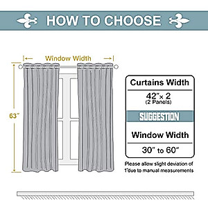 ChrisDowa 100% Blackout Curtains for Bedroom with Black Liner, 2 Thick Layers Total Blackout Thermal Insulated Grommet Window Curtains 63 Inch Length 2 Panels Set (Light Grey, 42 x 63 Inch)