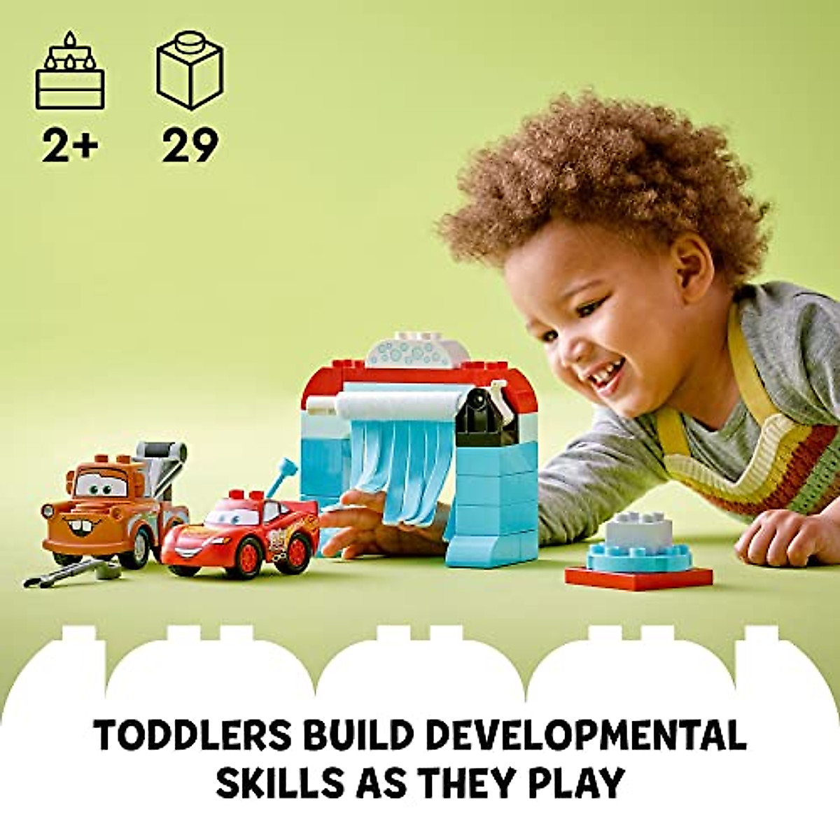 LEGO DUPLO Disney and Pixar's Cars Lightning McQueen & Mater's Car Wash Fun 10996, Buildable Toy for 2 Year Old Toddlers, Boys & Girls, Birthday Gift Idea