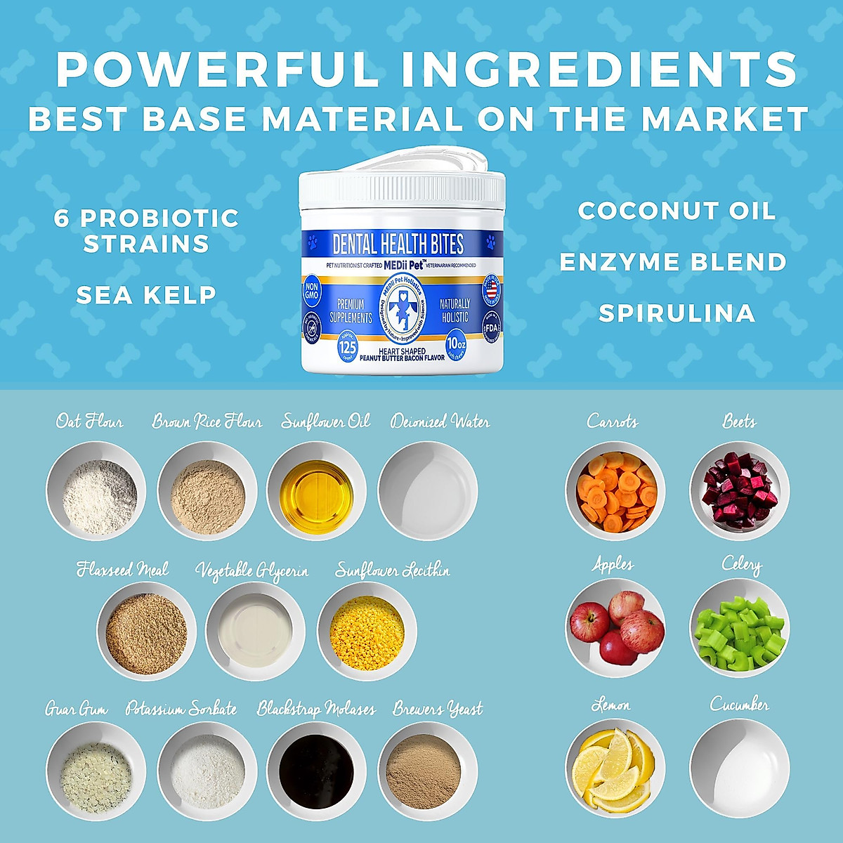 MEDii Pet Soft Dog Dental Chews: Cleans Dog Teeth + Dog Breath Freshner. Removes Tartar & Plaque. Comparable to Greenies and Dentastix, for All Dog Teeth Cleaning. 10oz 125 Hearts Tasty Flavor