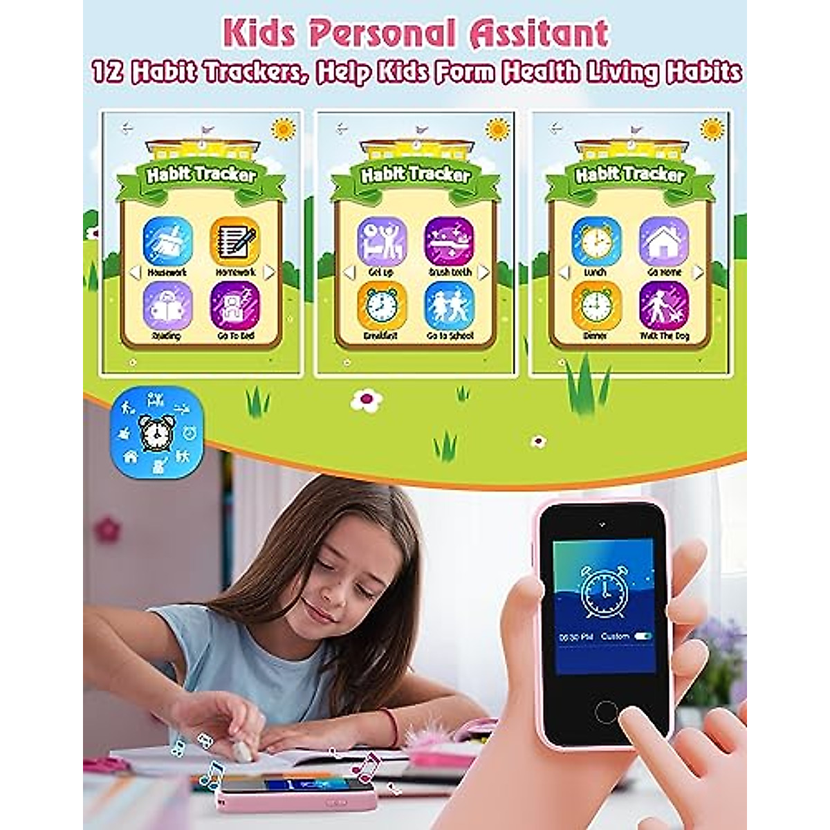 dancingcow Kids Smart Phone for Girls Ages 3-7, Kids Cell Phone Toy with Dual Camera for 3 4 5 6 7 Years Old Girls Birthday Gift, Toddler Play Phone with Learning Games for Boys (Pink)