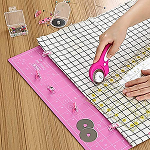 Rotary Cutter Kit, 45mm Rotary Cutter Tool Kit with Rotary Cutter, 12x18 Inch A3 Cutting Mat, Patchwork Ruler, 10 Fabric Clips, 50 pins and 3 Spare Blades