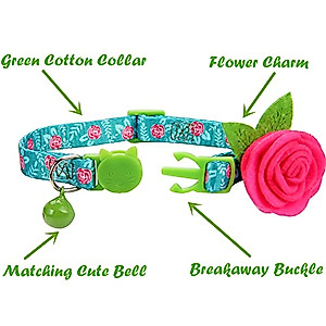 Spring Cat Collar, Floral Kitten Collar Breakaway, Flower Dog Collar for Small Dogs Female