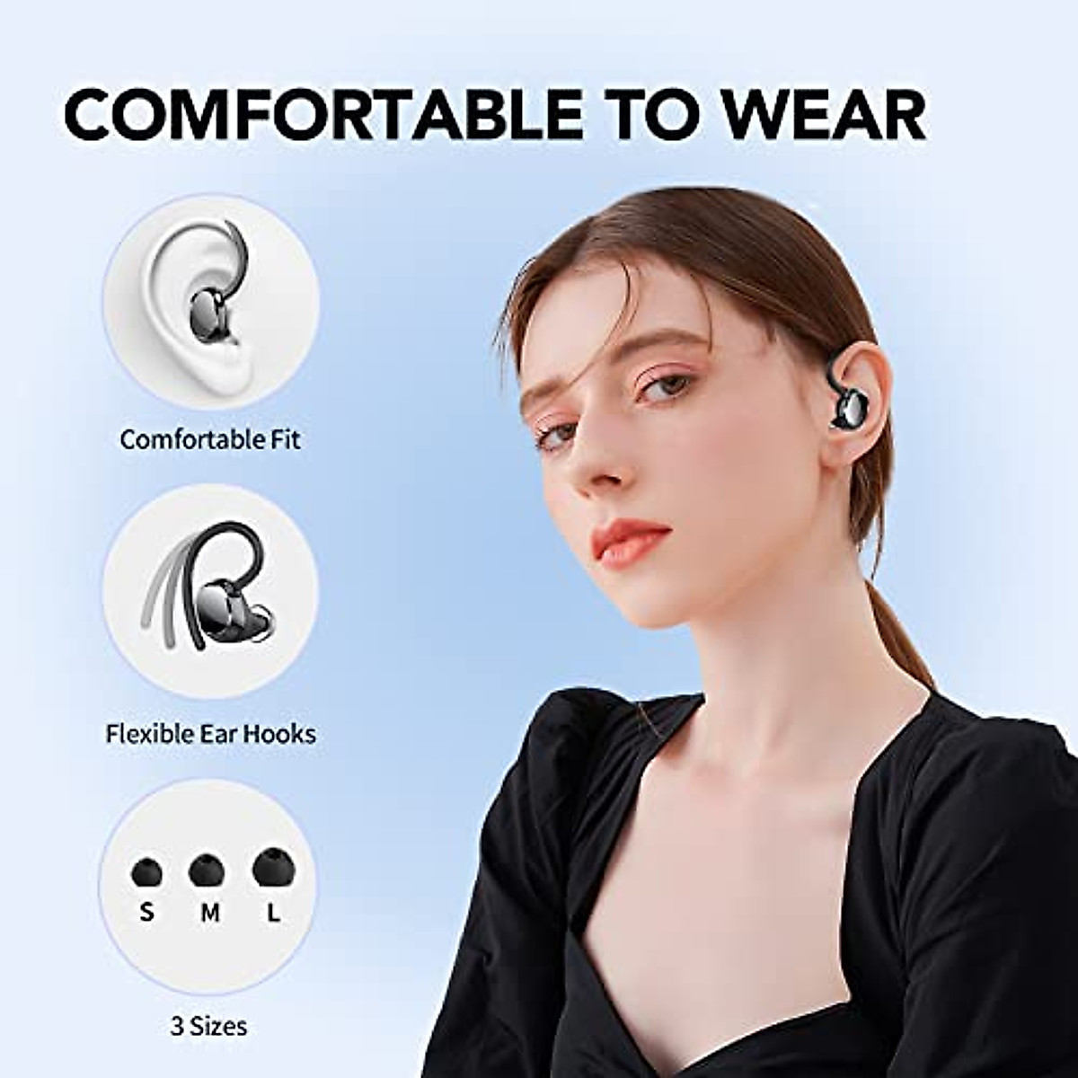 KT1 Ear Buds Wireless Earbuds V5.3 Bluetooth Earbuds 120Hrs Playtime, 4.7g Mini Size Painless Wear, IPX7 Waterproof, Deep Bass 2.0, Over-Ear Earbuds Wireless Bluetooth Headphones for Sport Running