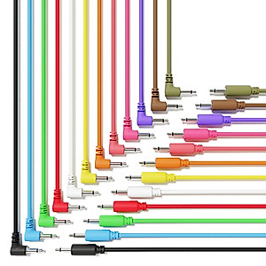 ExcelValley - Hybrid Mono Modular Patch Cables - TS 3.5mm 1/8" - Eurorack Synth Synthesizer [12-Pack | 20 cm - 7.87"]