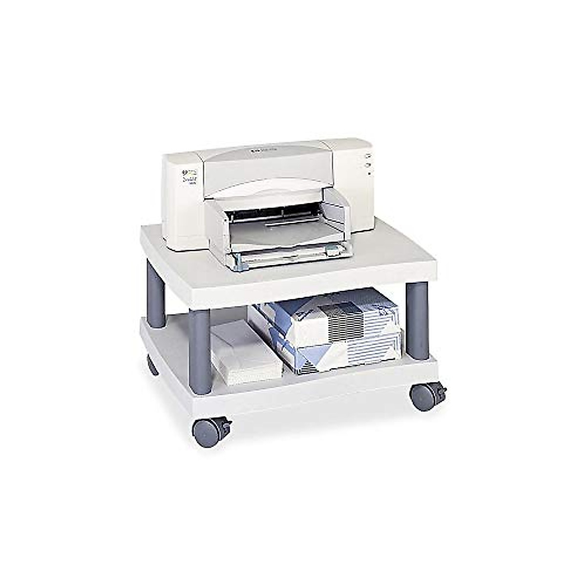 Safco Products Wave Underdesk Printer Stand 1861GR, Gray Powder Coat Finish, Swivel Wheels for Mobility, 50 lb. Capacity, Light Gray