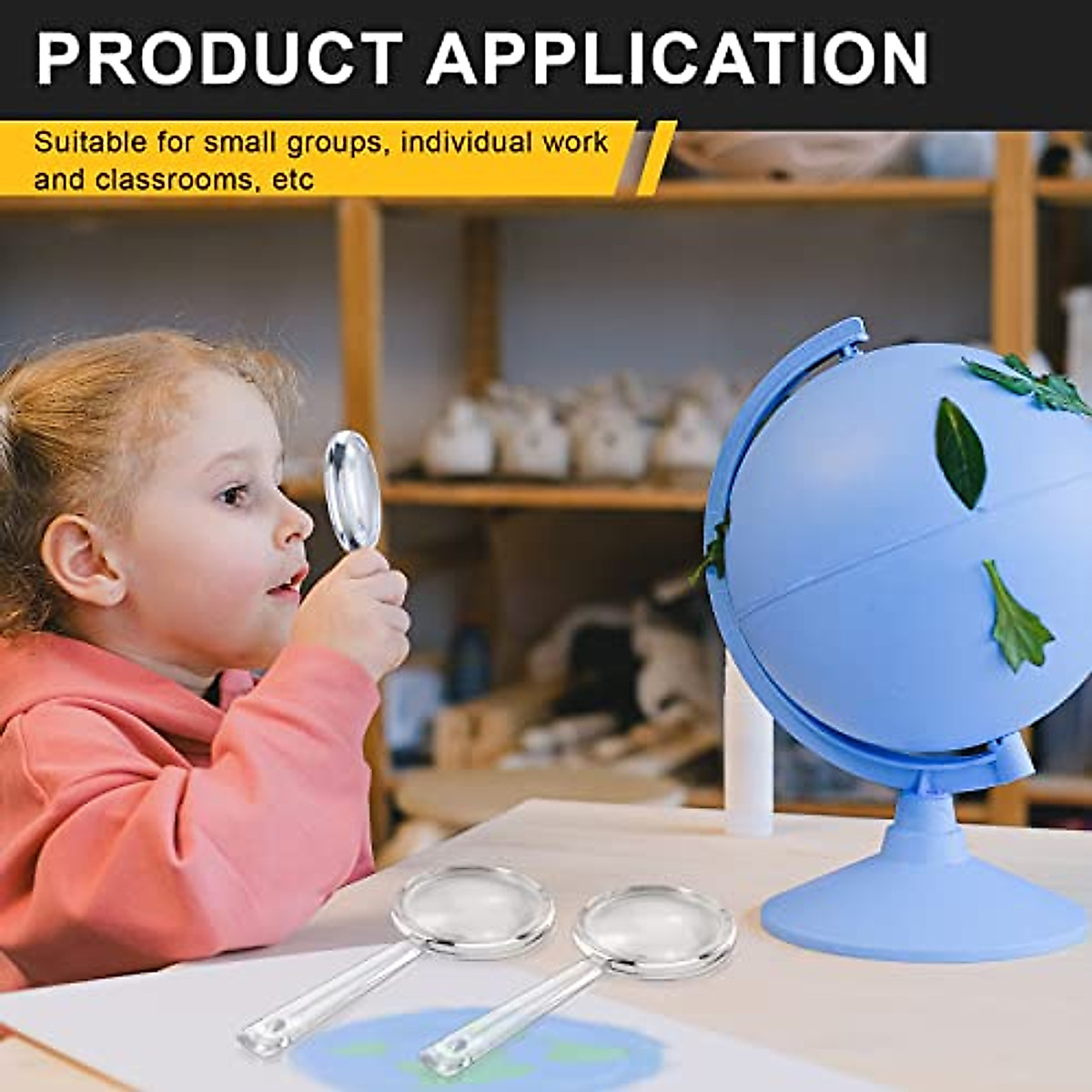 BILLIOTEAM 40 Pcs 5X Plastic Mini Magnifying Glasses, Handheld Magnifiers, Portable Reading Magnifying Glass Bulk, Handheld Magnifying Lens for Kids, Seniors, School, Students, Outdoor