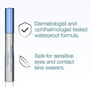 Neutrogena Healthy Volume Lash-Plumping Waterproof Mascara, Volumizing and Conditioning Mascara with Olive Oil to Build Fuller Lashes, Clump-, Smudge- and Flake-Free, Black/Brown 08, 0.21 oz