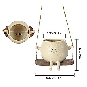 Generic Swing Face Planter Pot, Hanging Planters for Indoor Plants, Face Planters Pots Head for Indoor, Outdoor, Swinging Plant Pot Decor, Succulent Planter, Resin Flower Pots, 1