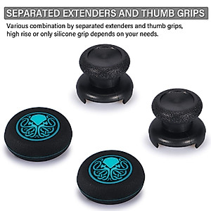 Playrealm FPS Thumbstick Extender & Printing Rubber Silicone Grip Cover 2 Sets for Xbox Series X/S & Xbox One Controller(Cthulhu Abyss Blue)