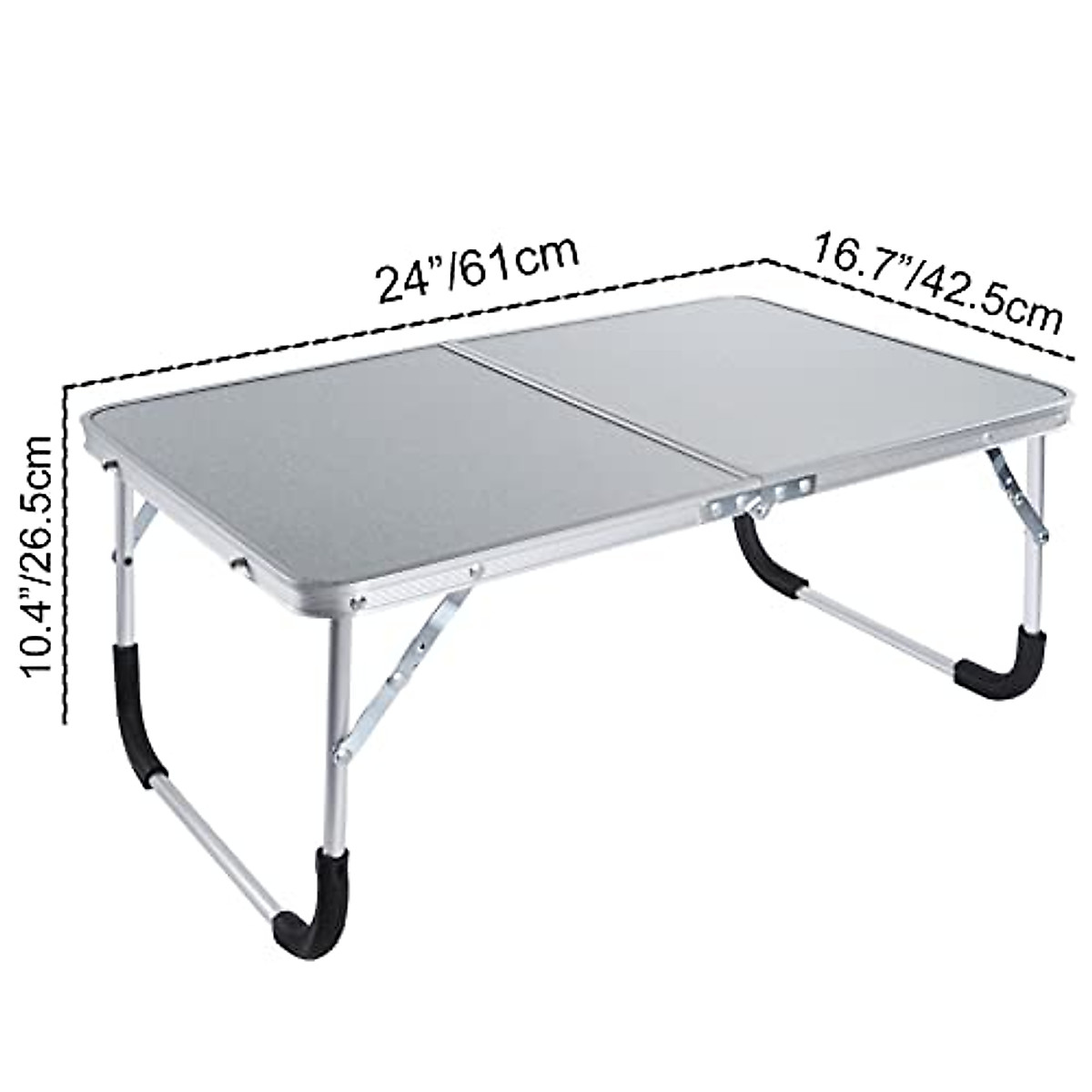 Sivya Foldable Laptop Table Lapdesk, Breakfast Bed Serving Tray, Portable Mini Picnic Desk(Silver)