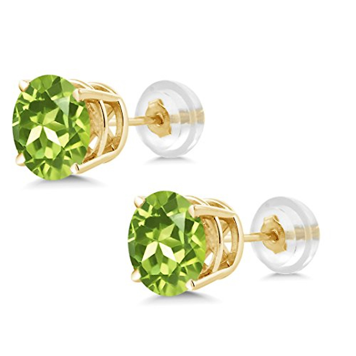 Gem Stone King 14K Yellow Gold Round 5MM Gemstone Birthstone Stud Earrings | Gold Earrings for Women