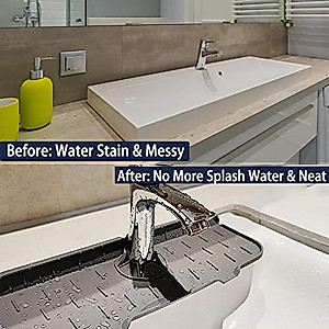 Silicone Faucet Handle Drip Catcher Mat, COCOJAM Kitchen Guard Silicone for Faucet, Silicone Faucet Splash Catcher, Silicone Faucet DripTray (Grey)