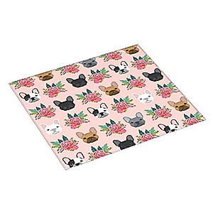 French Bulldog And flowers Printed Drying Mat For Kitchen Ultra Absorbent Microfiber Dishes Drainer Mats Non-Slip Silicone Quick Dry Pad - 18 X 16inch