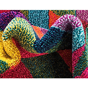 Unique Loom Estrella Collection Geometric, Abstract, Colorful, Modern, Eclectic Area Rug, 7 ft x 10 ft, Multi/Pink