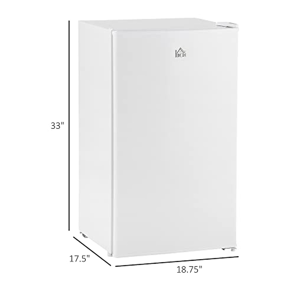 HOMCOM Mini Fridge with Freezer, 3.2 Cu.Ft Compact Refrigerator with Adjustable Shelf, Mechanical Thermostat and Reversible Door for Bedroom, Dorm, White