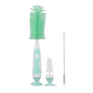 UUKING Baby Bottle Brush Small Bottle Silica Gel Scrubber Cleaner Brushes Set Sponge Washer Milk Water Cleaning Kit Cup, (Green)