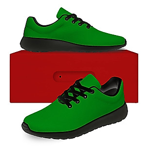 Mens Womens Green Shoes Running Walking Tennis Sneakers Green Print Solid Color Shoes Gifts for Boy Girl,Size 13 Men/15.5 Women Black