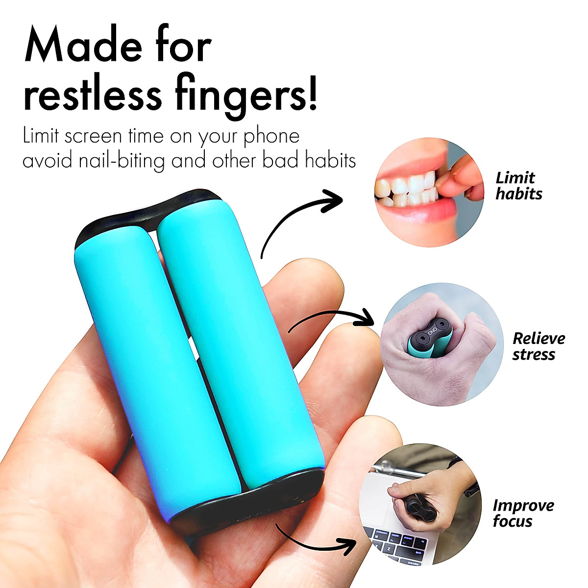 ONO Roller - Handheld Fidget Toy for Adults | Help Relieve Stress, Anxiety, Tension | Promotes Focus, Clarity | Compact, Portable Design (Junior Size/ABS Plastic, Teal)