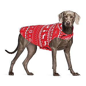 Filhome Christmas Dog Winter Coats Pet Sweater Reversible Dog Jacket Reflective Dog Vest Clothes Cold Weather Christmas Costume Dog Clothes for Small to Medium Sized Dogs and Cats（L）