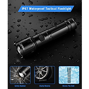 JAY-PARK Flashlights High Lumens Rechargeable, LED Flashlight 500000 Lumen Super Bright Powerful, USB-C Handheld Flashlight Zoomable High Power Tactical Flash Light for Emergencies, Camping