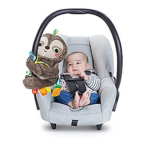 Bright Starts Slingin’ Sloth Travel Buddy Plush Stuffed Animal Take-Along Stroller or Carrier Toy, Ages 0 Month+