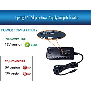 UpBright 12V UL AC/DC Adapter Compatible with Core Innovations CLT1564 Series CLT1564BL CLT1564SL CLT1564RD CLT1564TL CLT1564PN CLT1564PR CLT1564BU Windows 15.6" Laptop Power Battery Charger (NOT 5V)