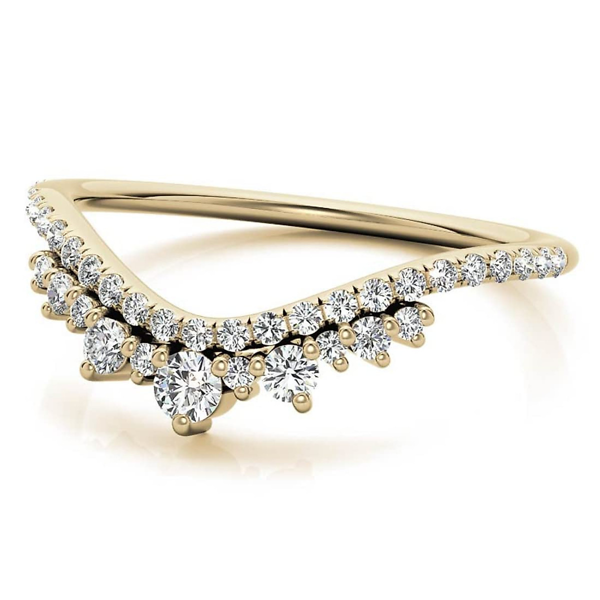 Bhumi Gems Round Cut Curved Moissanite Wedding Band, Engagement Bridal Ring Eternity Stackable Matching Dainty Antique Vintage Comfort Fit Handmade Jewelry Anniversary Band