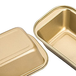 Lawei 6 Pack Nonstick Loaf Pan, 8.5 x 4.3 Inch Carbon Steel Kitchen Baking Bread Pan, Bread and Toast Baking Mold with Easy Grips Handles, Metal Bakeware Pan for Breads, Meatloaf, Gold