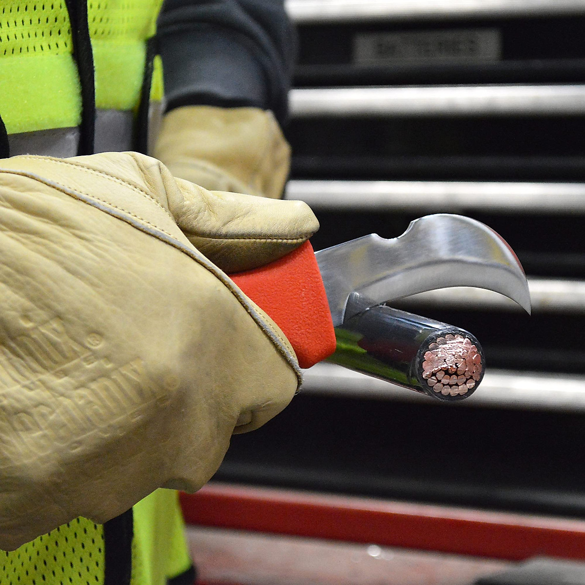 Jameson 32-70-O-2PK Hawkbill Cable Splicer Skinning Knife with Orange Handle 2-Pack