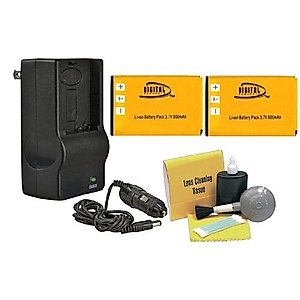 Olympus High Capacity Lithium Ion Replacement for Olympus Li-60B - 2 Batteries (900Mah) + AC/DC Rapid Travel Charger + Nwv Direct 5 Piece Cleaning Kit
