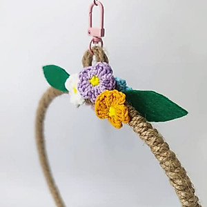 Barn Eleven Bird Toys Metal Cotton Rope Swing Parrot Perch Swings Toys Parrot Cage Toys Bird Hanging Swing Chewing Toys for Parrots Budgie Parakeet Cockatiel Cockatoo Conure (Small)