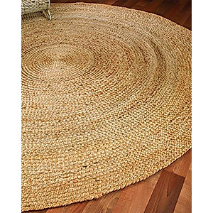 Natural Area Rugs - Round Jute Rug, Elsinore Collection, Hand Braided, Earth Friendly Natural Fiber Rug, Handmade & Reversible, Beige Round Area Rugs 6ft, Elegantly Hand Crafted Large Area Rugs