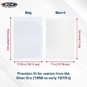 (100) Silver Age Resealable Clear Comic Book Bags & Backer Boards by BCW