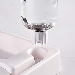 Dog Cat Double Bowls, Pet Food and Water Feeder Bowls with Automatic Water Bottle No-Spill Resin Station for Cat Small Dog Puppy Kitten Rabbit