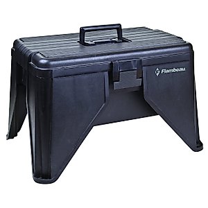 Flambeau 6597FH Stand 'N Store Step Stool with Storage, Lift-Out Tray, Black