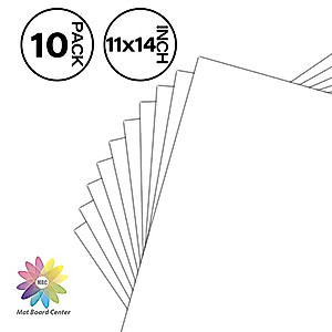 Mat Board Center, White Backing Boards - Full Sheet - for Art, Prints, Photos, Prints and More, 10 Pack, 11x14