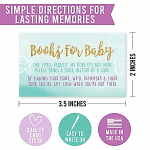 25 Mermaid Baby Shower Invitations, 25 Book Request Baby Shower Guest Book Alternative, 25 Baby Shower Diaper Raffle Tickets For Baby Shower, Under The Sea Nautical On Her Way Diaper Raffle Cards