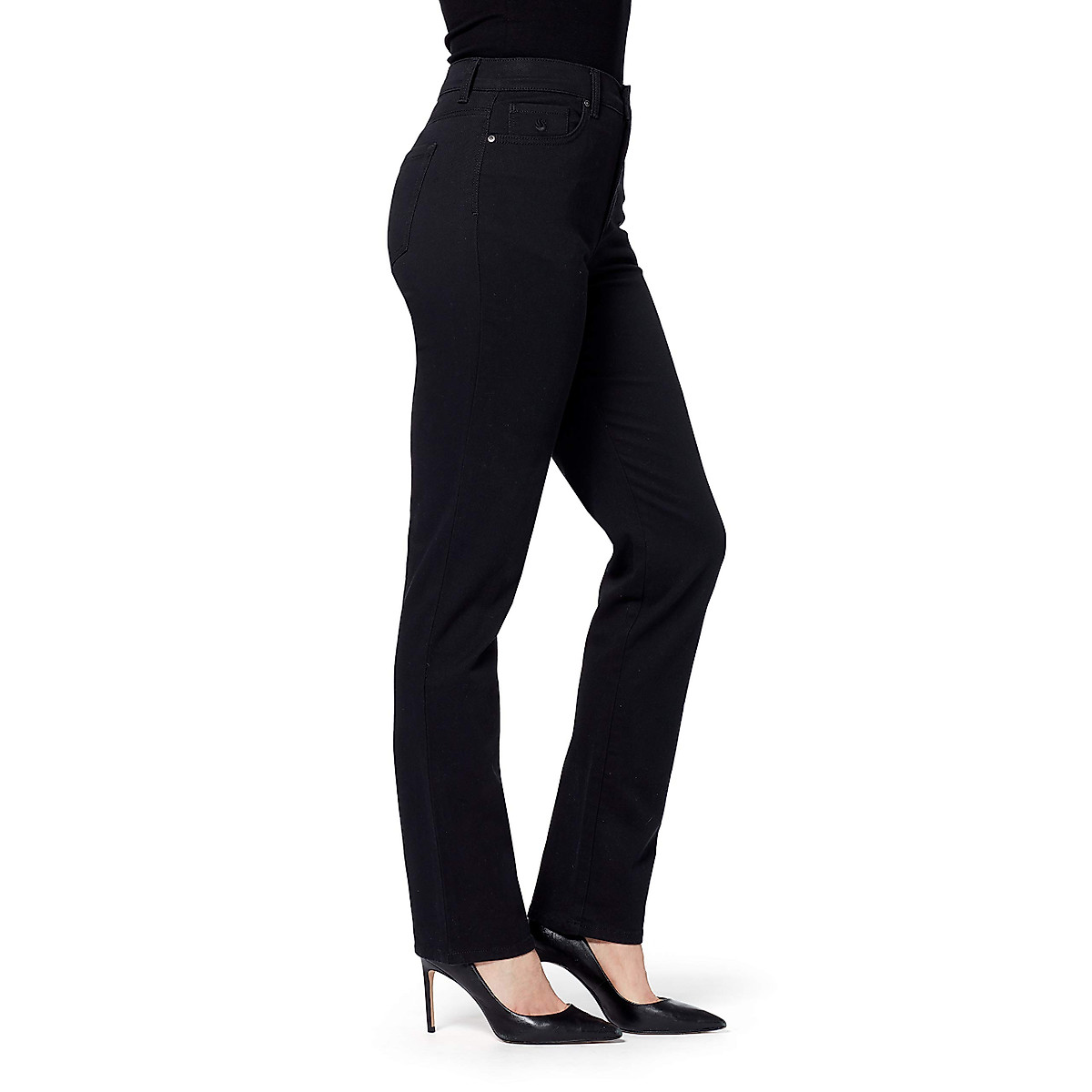 Gloria Vanderbilt womens Amanda Classic High Rise Tapered Jean, Black, 4 Short