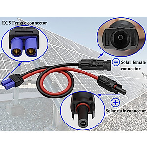 zdyCGTime 10AWG EC5 Female to Solar Male and Female Photovoltaic Power Cord Kit is Compatible with EC-5 Female Plugs and Solar Connectors,for Solar Motorcycle Weeder Generator etc.(40cm/1Pack)