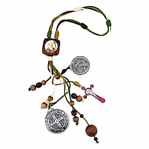 VILLAGE GIFT IMPORTERS 12" Saint Benedict Home Blessing Ornament | 3 Colors | Fits on Your Door Handle or Can Be Hung on Hook | Christian Home Goods (Red)