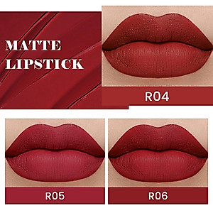 evpct 3Pcs Dark Deep Light Bright Ruby Red Matte Lipstick Set for Women Red Matte Silky Velvet Listick Waterproof Long Lasting Smudge Proof 24 hour Lip Stain Makeup matte lipstick 24 hours original 6