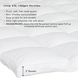 SUFUEE Mattress Topper Queen Size 2 inch Thick Down Alternative Quilted Mattress Cover Soft and Warm Mattress Pad for All Seasons