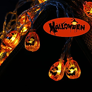 Halloween Decorations Pumpkin String Lights, 14.7 feet 30 LEDs Hanging Lighted Glowing Pumpkin Lantern Lights, Indoor Outdoor Halloween Decor Holiday Party Lights for Patio, Garden, Gate, Yard, Tree