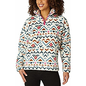 Eddie Bauer Womens Midweight Plush Quarter Zip Fleece Pullover (as1, Alpha, s, Regular, Regular, Vanilla Aztec, Small)