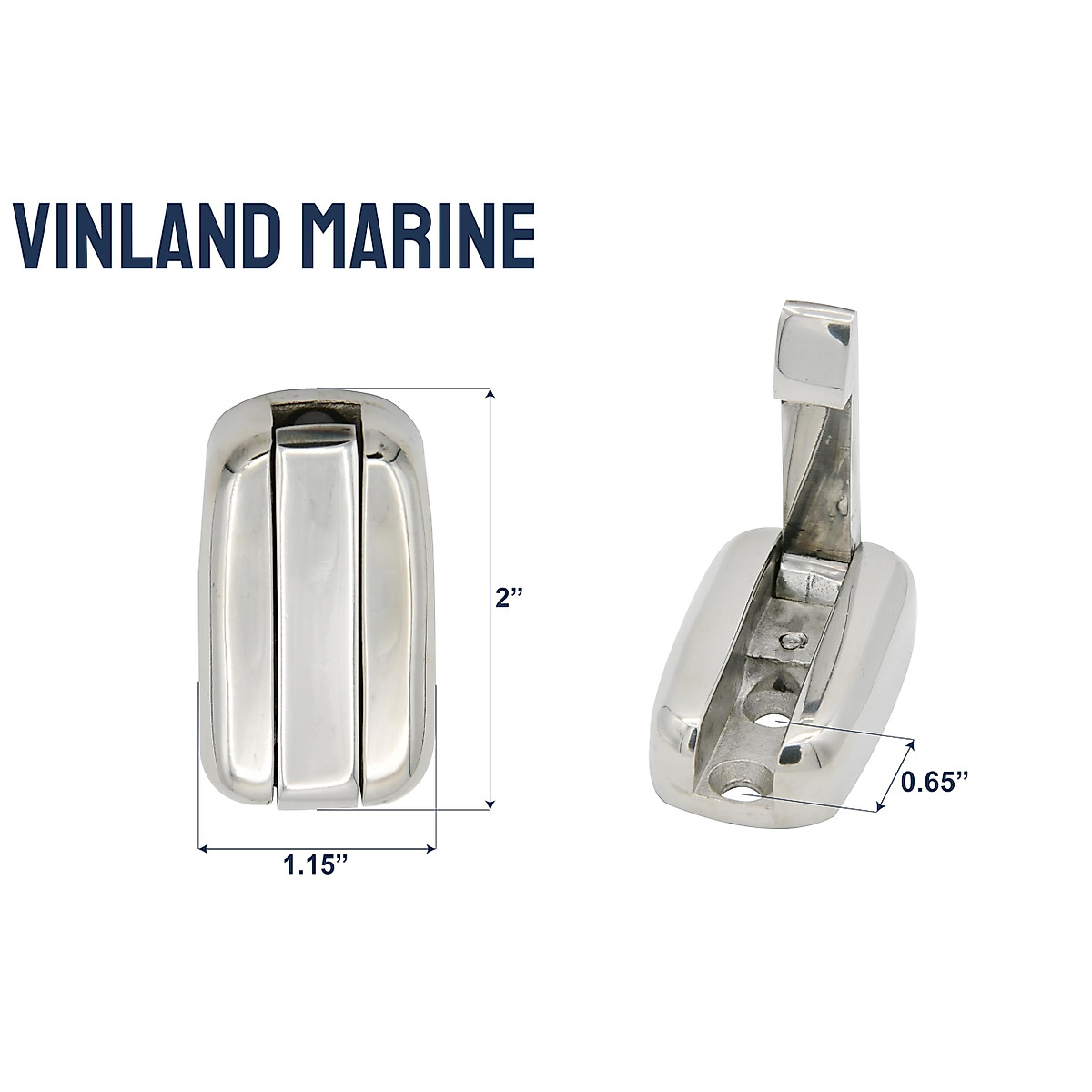 Vinland Marine 304 Stainless Steel Spring Loaded Folding Coat Hook 2" x 1.15" Retractable Wall Hook, Foldable Hooks, Boat Accessories Marine Hardware