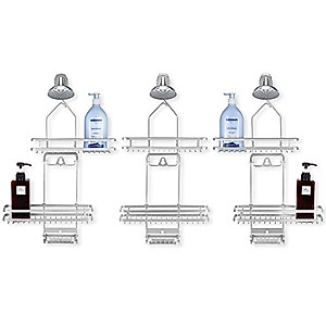 Auledio 3-Tier Shower Caddy, Adjustable Bathroom Hanging Shower Organizer Storage with Sorters Basket and Hooks , Fits Shampoo, Conditioner, Towels , Soap and More