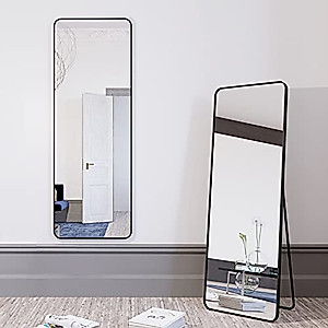 BEAUTYPEAK Black Full Length Mirror, 65"x22" Rounded Corner Floor Mirror Standing Hanging or Leaning Against Wall Dressing Room Mirror Full Length